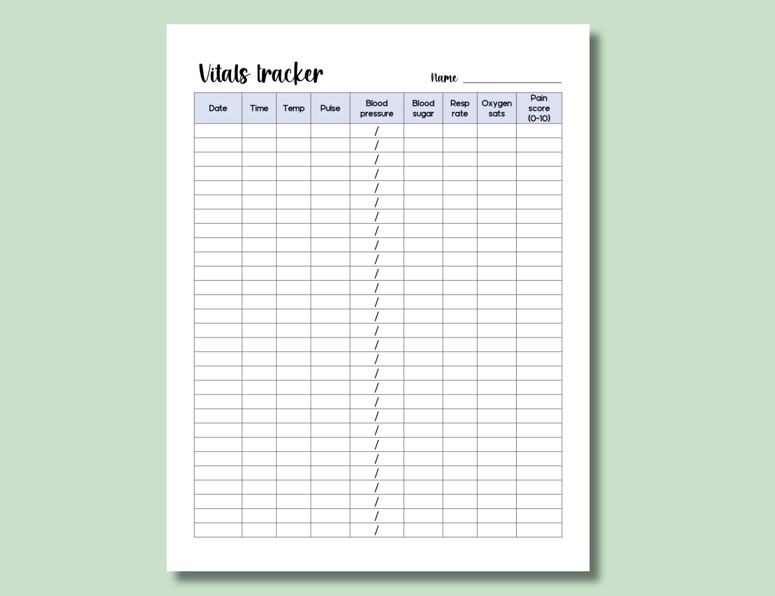 Vital Signs Printable, Vital Signs Sheet, Vital Signs Template, Vitals ...