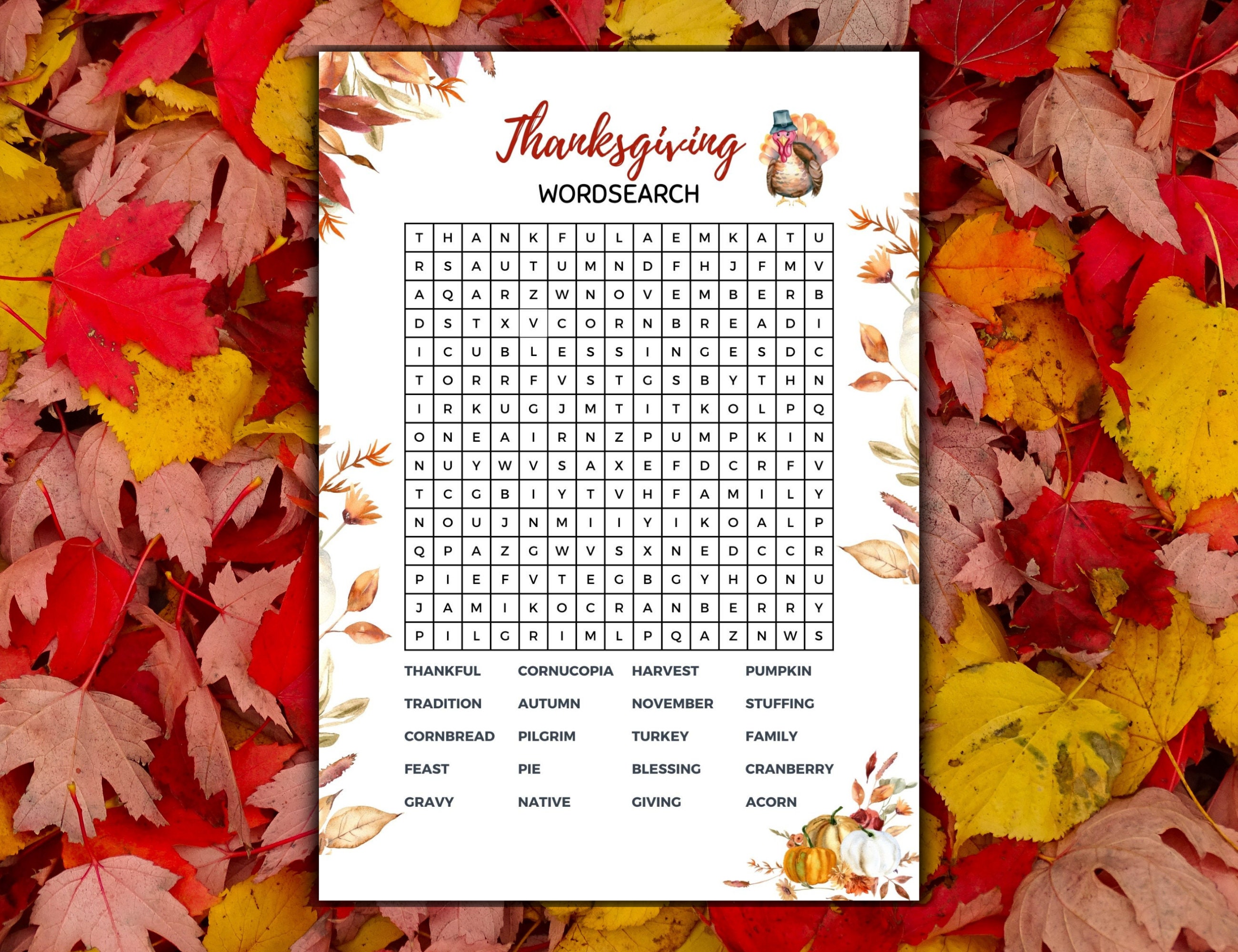 Printable Thanksgiving Word Search, Thanksgiving Party Game ...