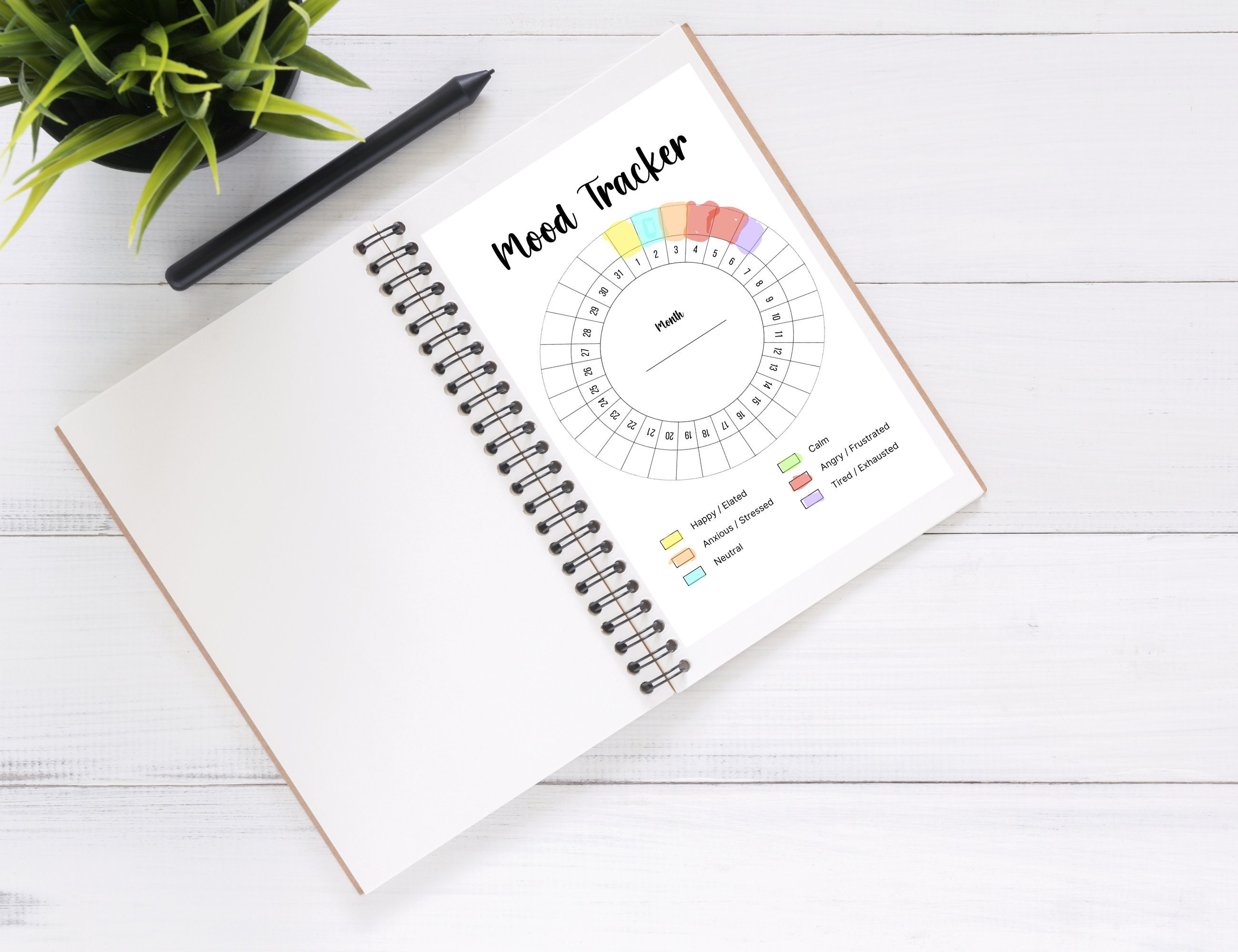 Mood Tracker Printable, Monthly Mood Log, Daily Emotion Tracker, Daily ...