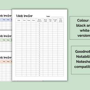 Printable Vital Sign Chart, Vital Sign Log, Caregiver Tracker, Intake ...