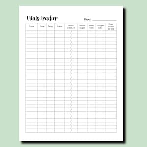 Vital Signs Printable, Vital Signs Sheet, Vital Signs Template, Vitals ...
