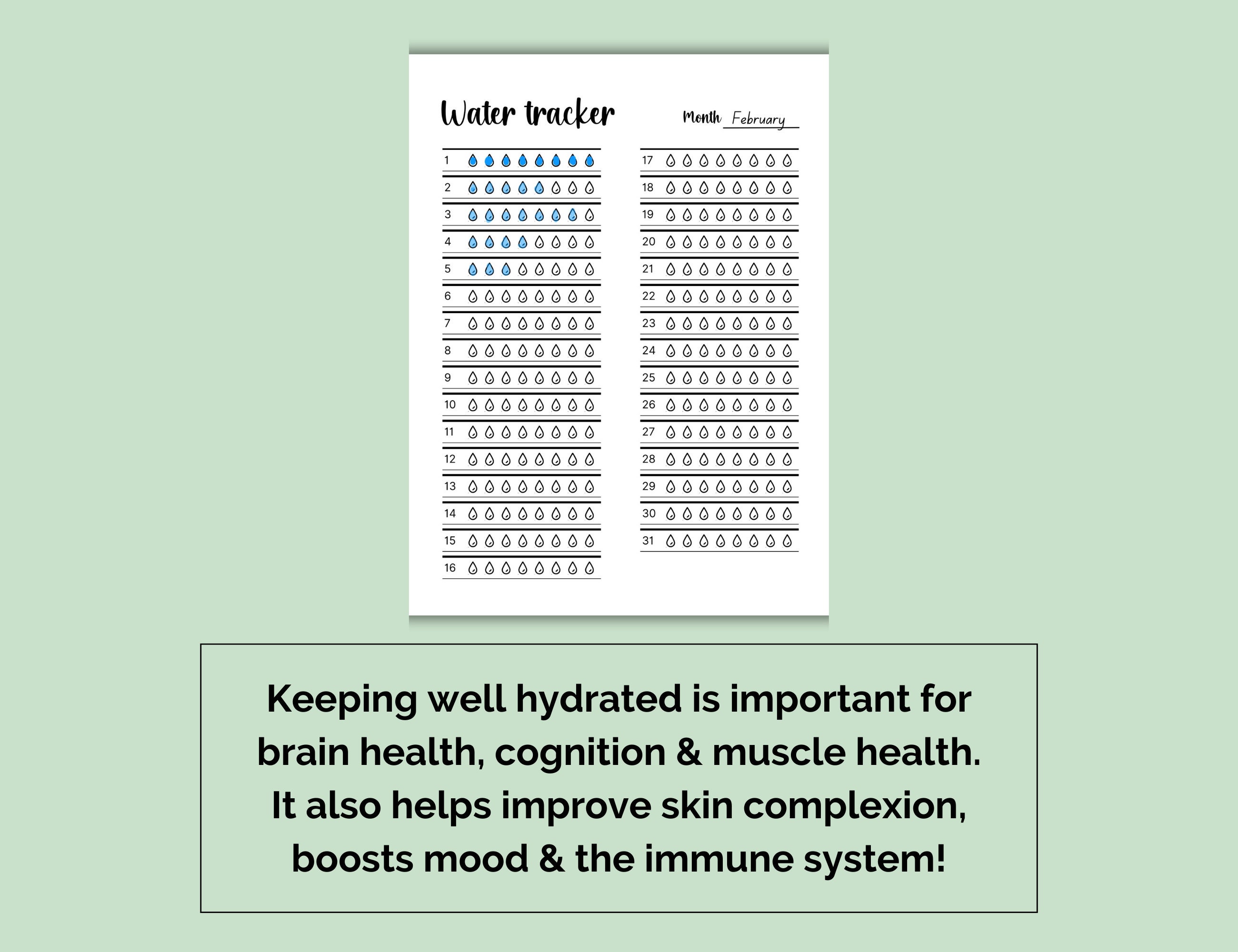 Water Tracker PRINTABLE, Hydration Tracker, Monthly Tracker, A5, A4 ...