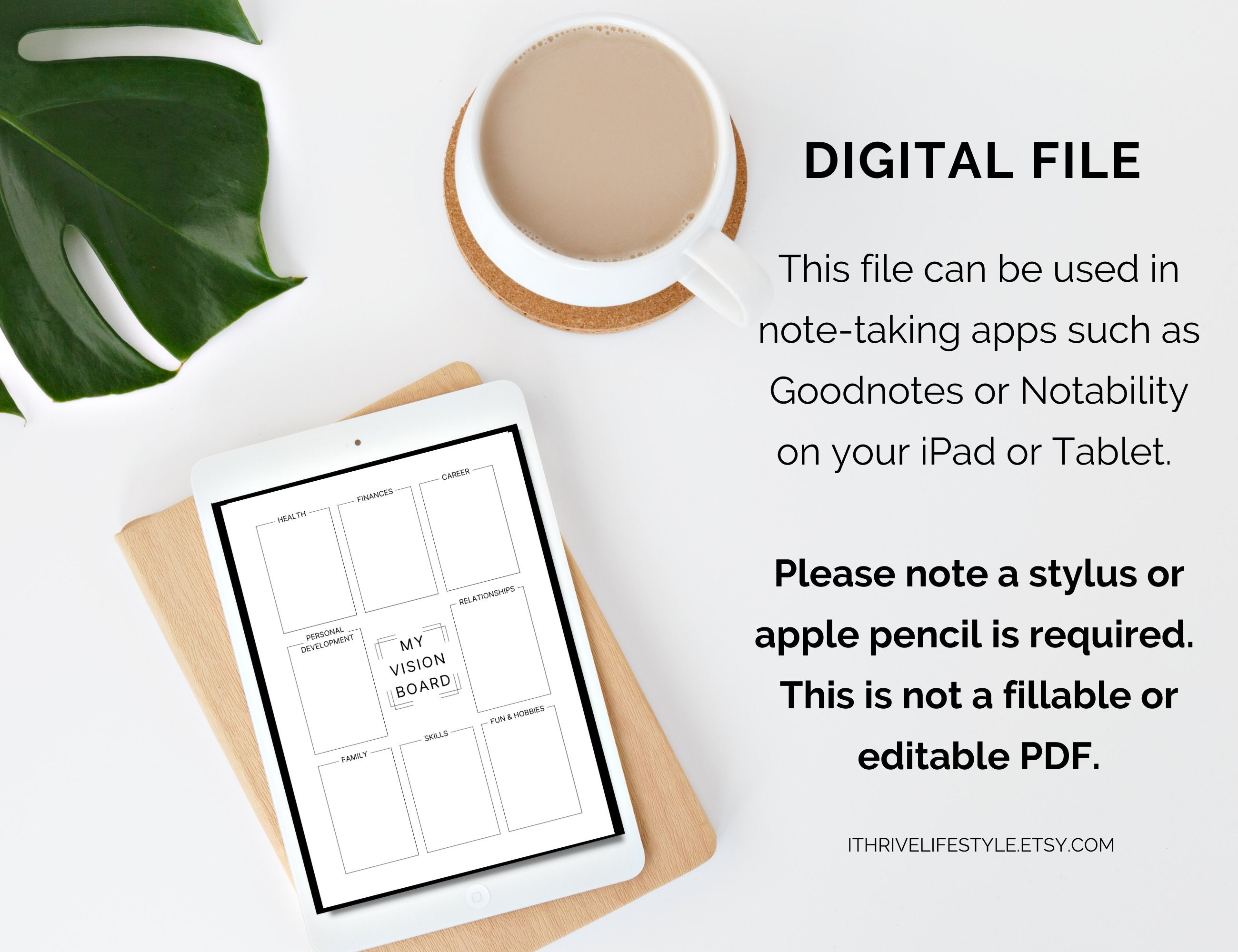 Minimalistic Vision Board Template | Printable Vision Board | Goal ...