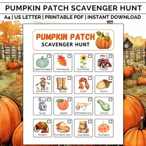 Pumpkin Patch Scavenger Hunt for Kids, Pumpkin Patch Activity ...