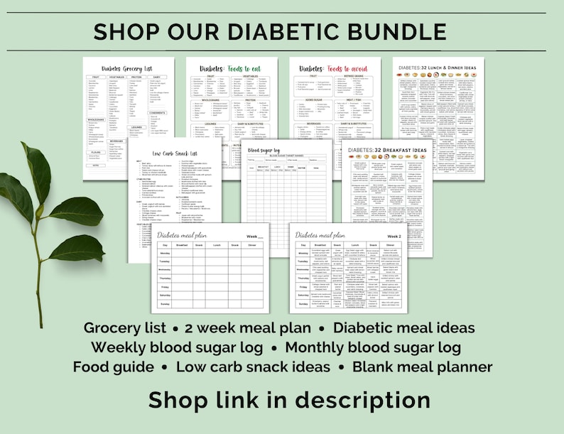 Printable Diabetic Meal Plan, Diabetic Diet Plan, Diabetic Food Chart ...