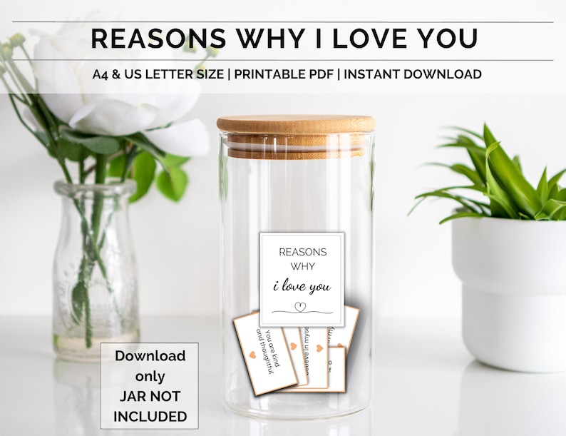 Printable Reasons I Love You, Love Notes for Him, Valentines Day Gift ...