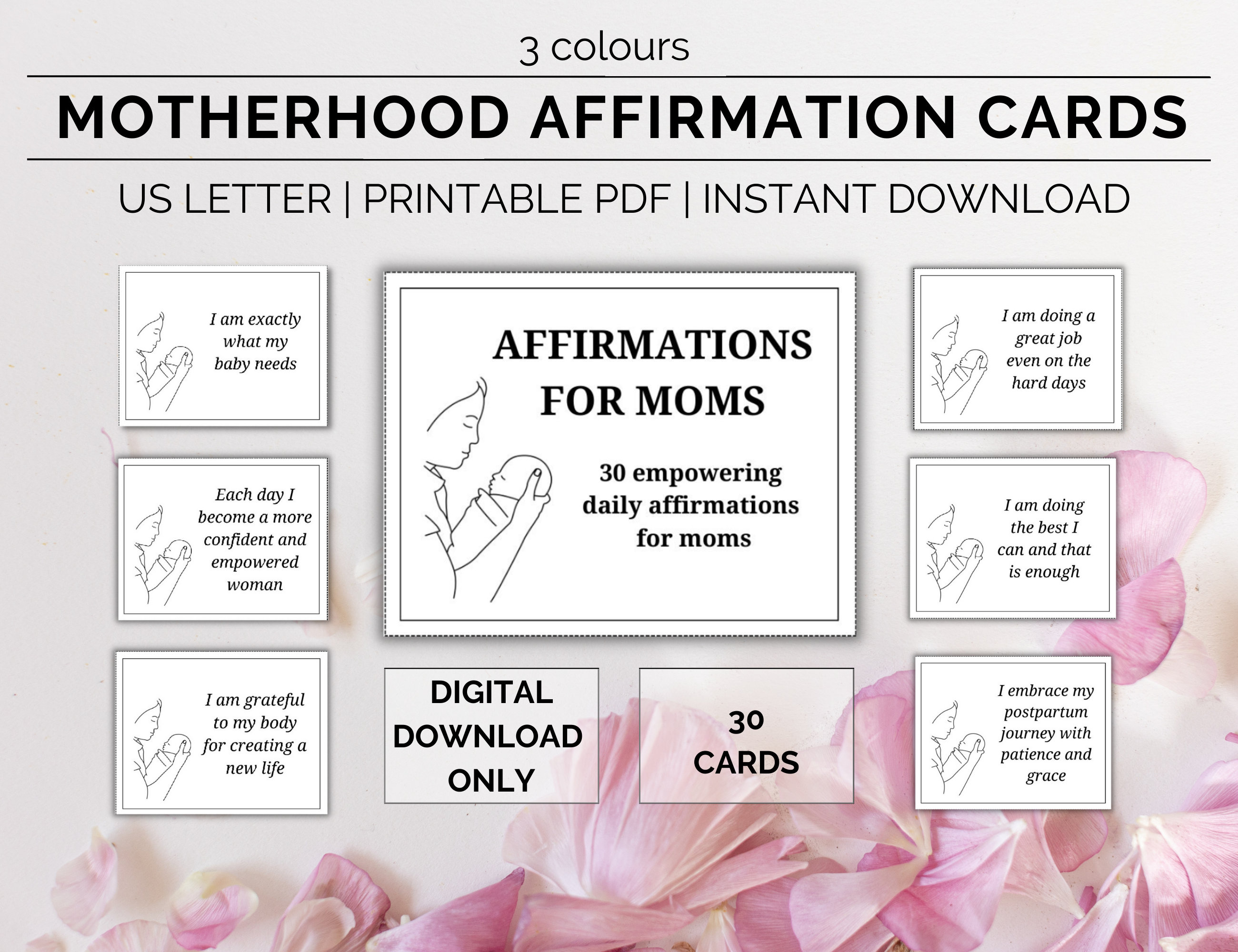 Postpartum Affirmation Cards for Moms Motherhood Affirmation - Etsy