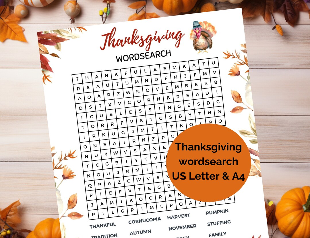 Printable Thanksgiving Word Search, Thanksgiving Party Game ...