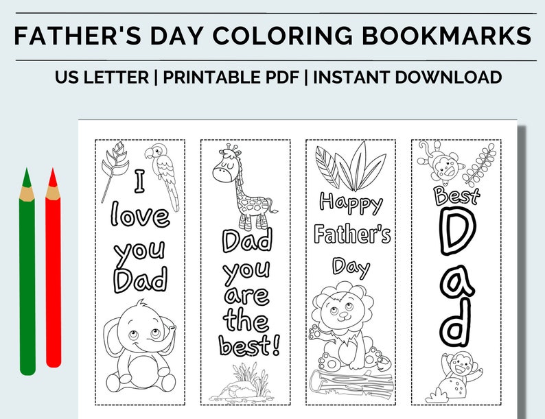 Dad Printable Coloring Bookmark Coloring Page Father's - Etsy