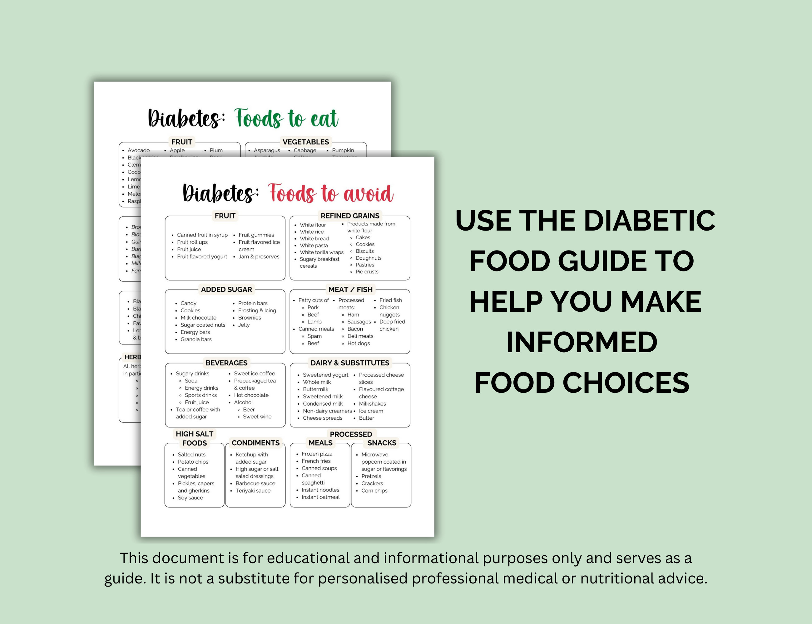 Printable Diabetic Meal Plan, Diabetic Food List, Diabetes Meal Ideas ...