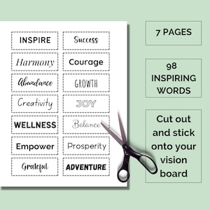 Printable Vision Board Words, Vision Board Kit, Positive Inspirational ...