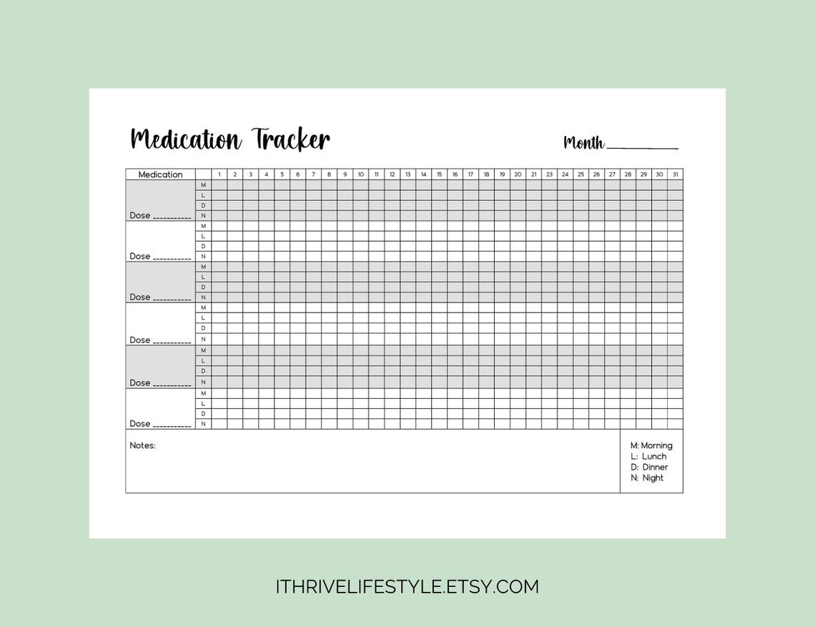 Printable Daily Medication Tracker, Printable Medication Log, Daily ...