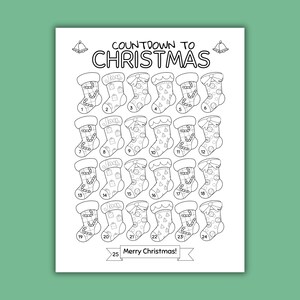 Printable Christmas Countdown Coloring Page for Kids, Christmas ...