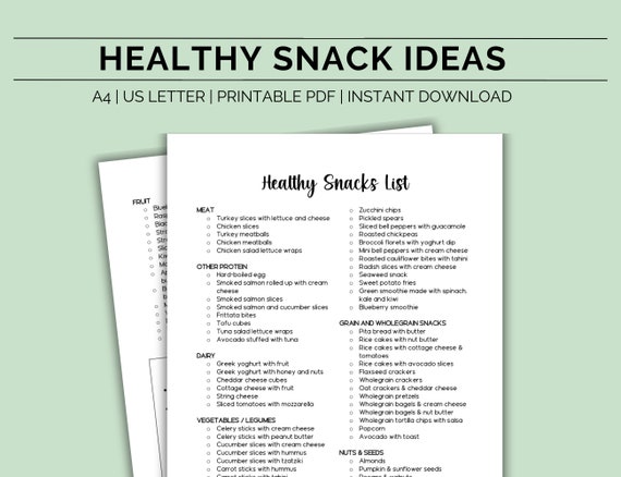 Printable Snack List Healthy Foods Free Healthy Food Presentation