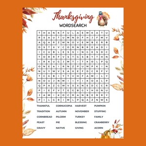 Printable Thanksgiving Word Search, Thanksgiving Party Game ...