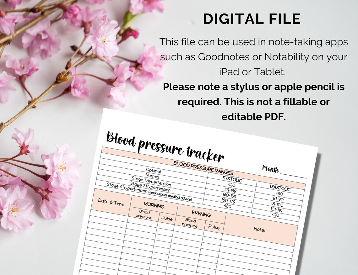 Blood Pressure Log, Blood Pressure Tracker, Blood Pressure Chart ...