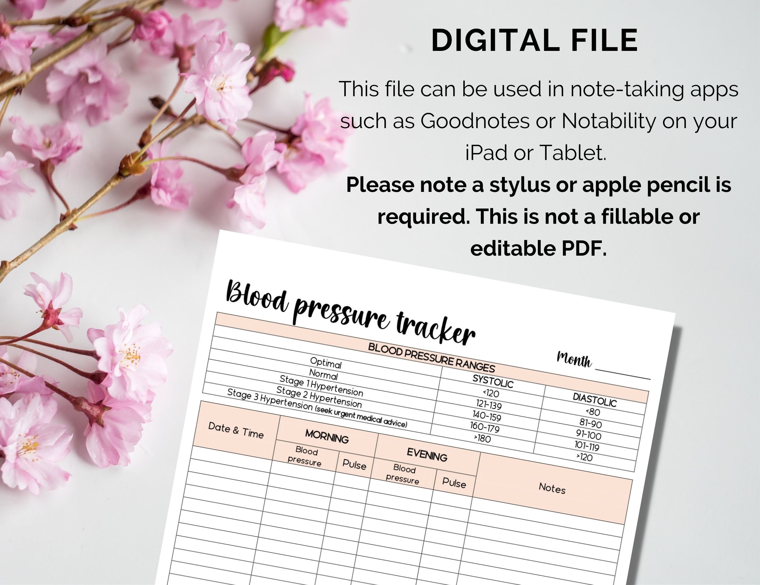Blood Pressure Log, Blood Pressure Tracker, Blood Pressure Chart ...