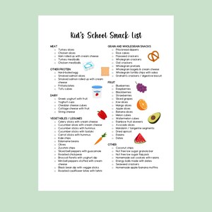 Printable School Snacks Calendar, Healthy School Snacks, Snacks for ...
