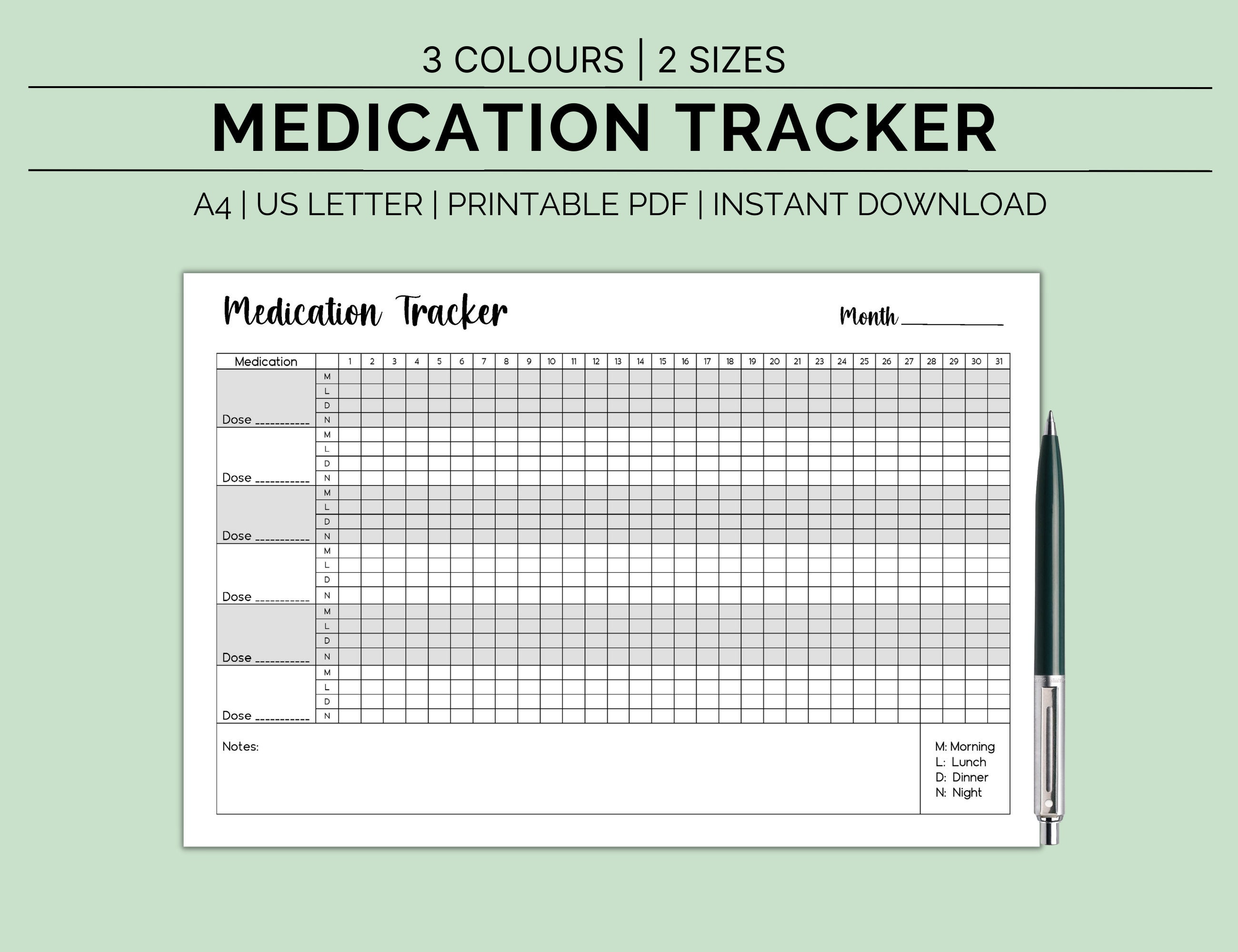 Printable Daily Medication Tracker, Printable Medication Log, Daily ...