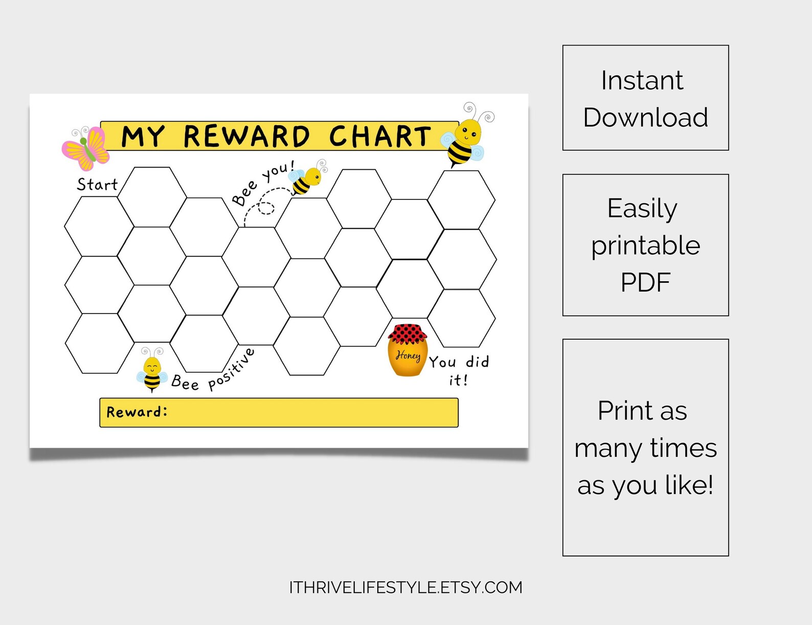 Bee Reward Chart | Printable Bee Behavior Chart | Kids Routine Sticker ...