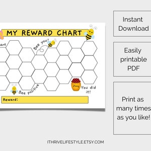Bee Reward Chart | Printable Bee Behavior Chart | Kids Routine Sticker ...