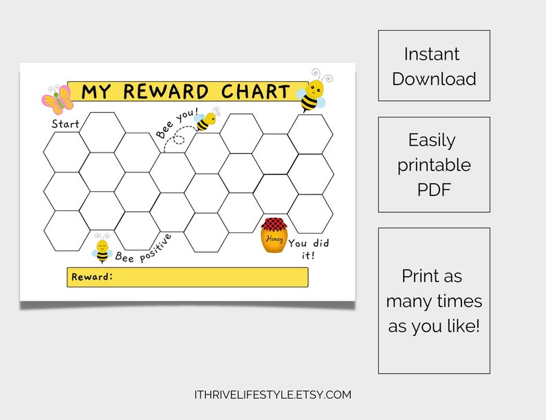 Bee Reward Chart | Printable Bee Behavior Chart | Kids Routine Sticker ...