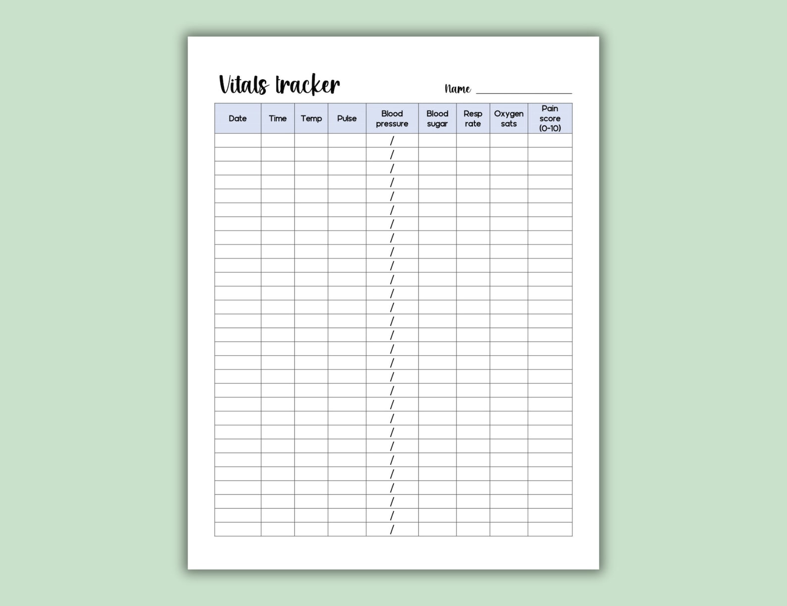 Vital Signs Printable, Vital Signs Sheet, Vital Signs Template, Vitals ...