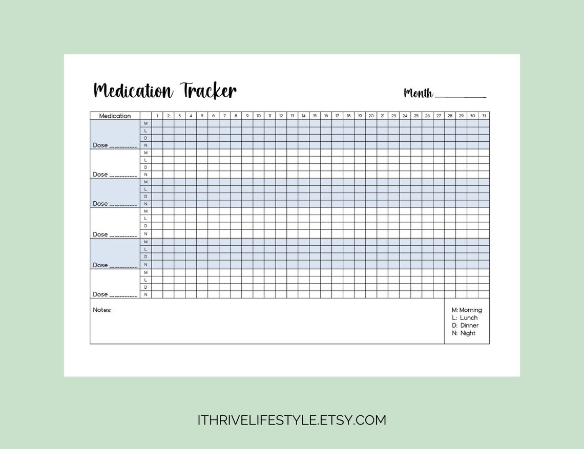 Printable Daily Medication Tracker, Printable Medication Log, Daily ...
