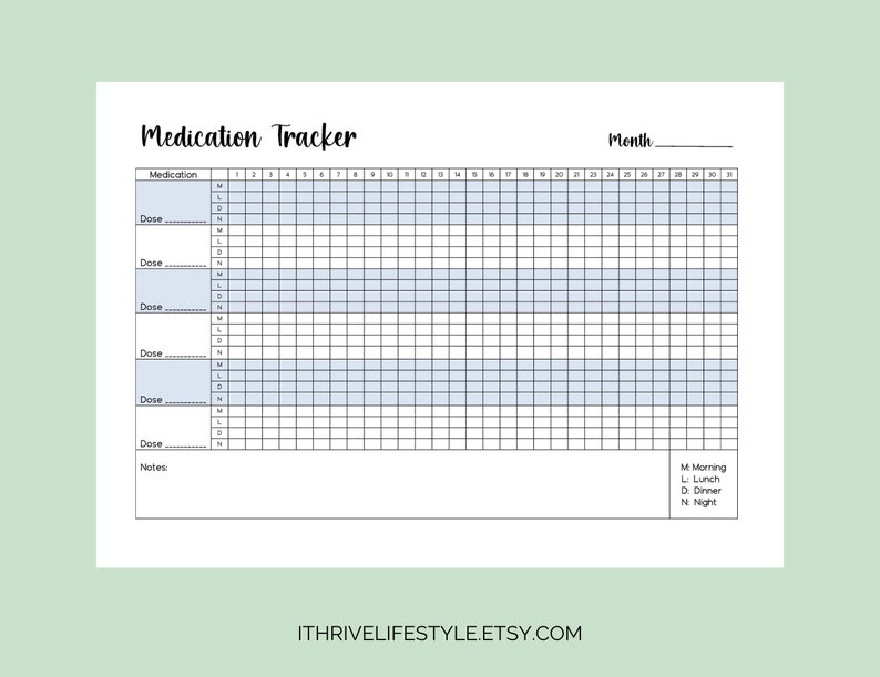 Printable Daily Medication Tracker, Printable Medication Log, Daily ...