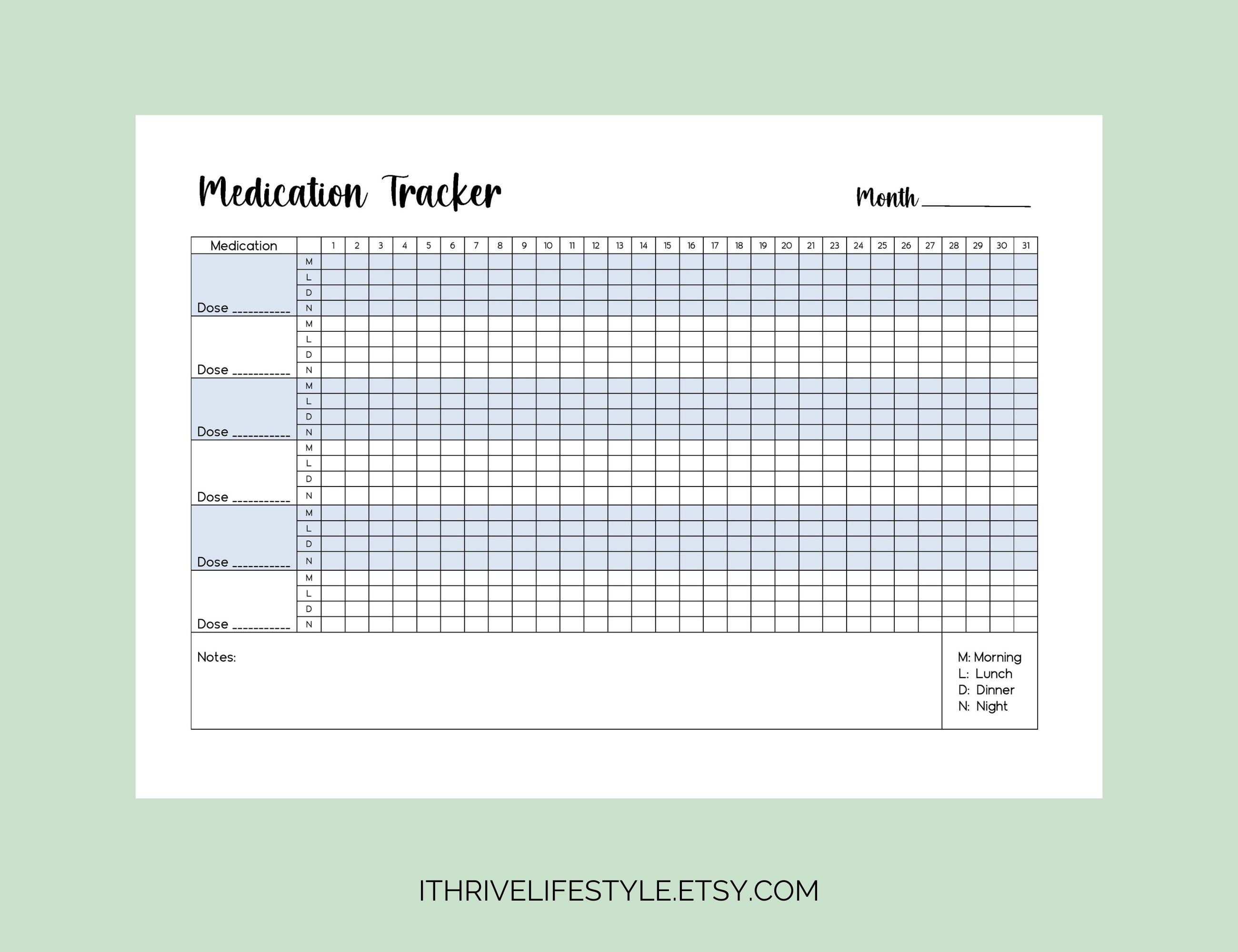 Printable Daily Medication Tracker, Printable Medication Log, Daily ...