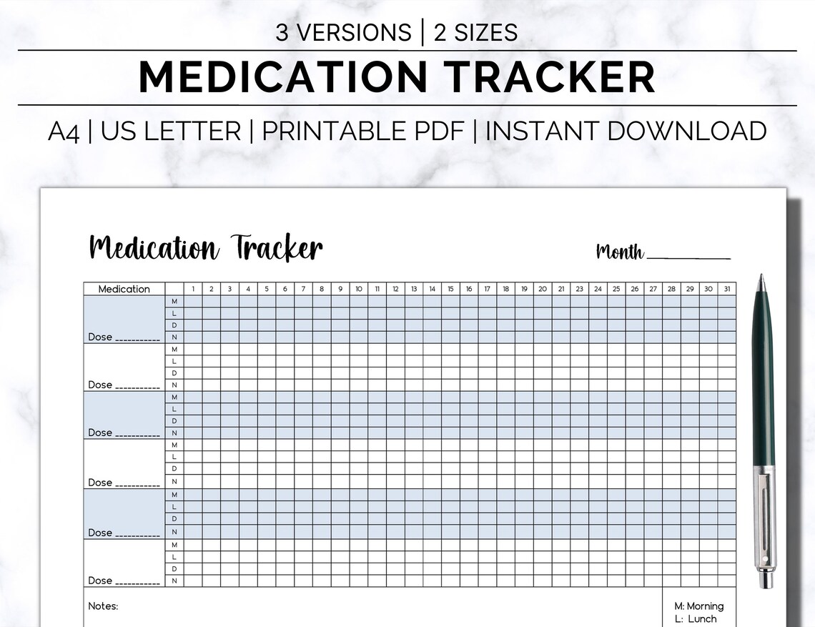 Daily Medication Tracker Printable Medication Log Daily - Etsy