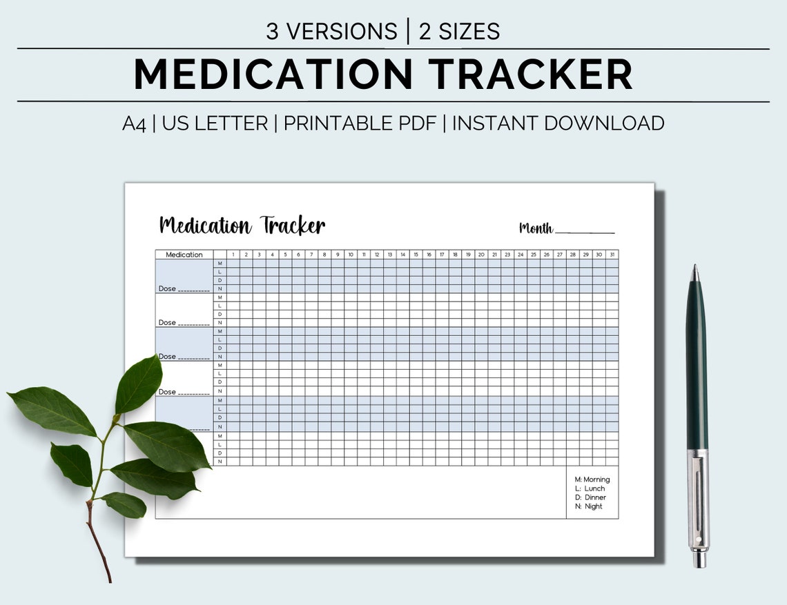 Daily Medication Tracker, Printable Medication Log, Daily Medication ...