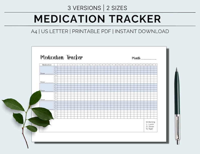 Daily Medication Tracker, Printable Medication Log, Daily Medication ...
