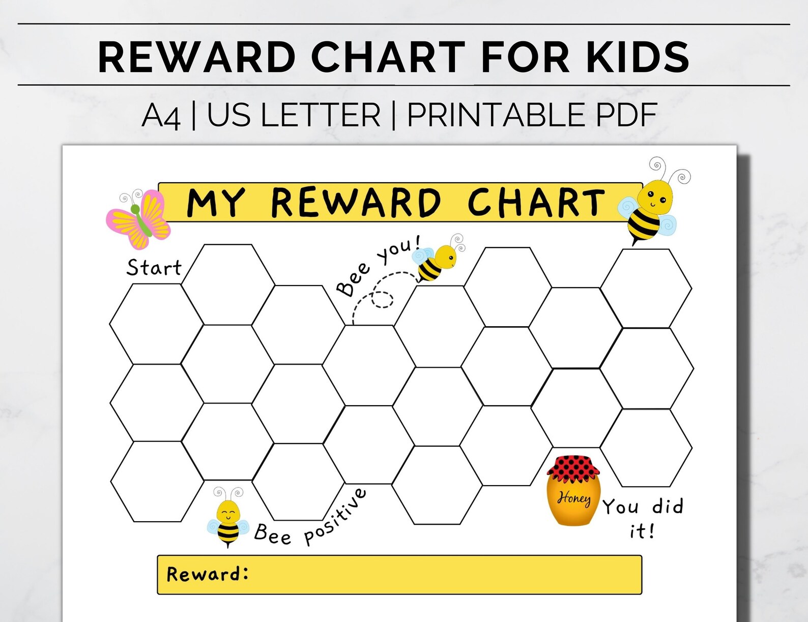 Bee Reward Chart | Printable Bee Behavior Chart | Kids Routine Sticker ...
