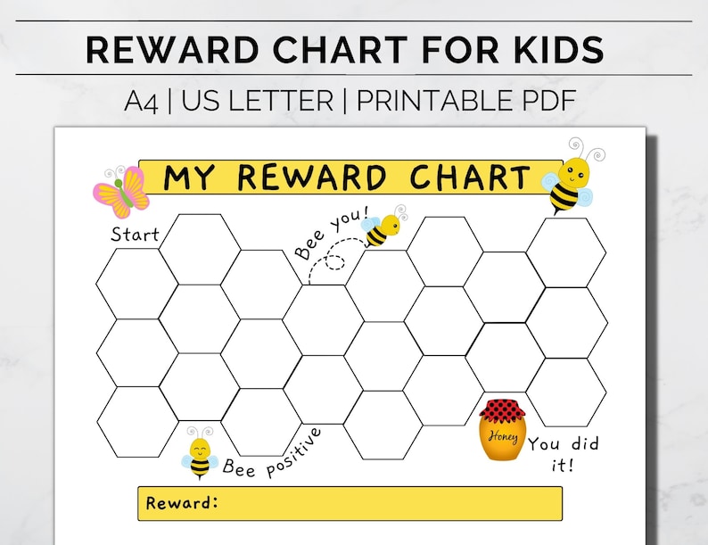 Bee Reward Chart | Printable Bee Behavior Chart | Kids Routine Sticker ...