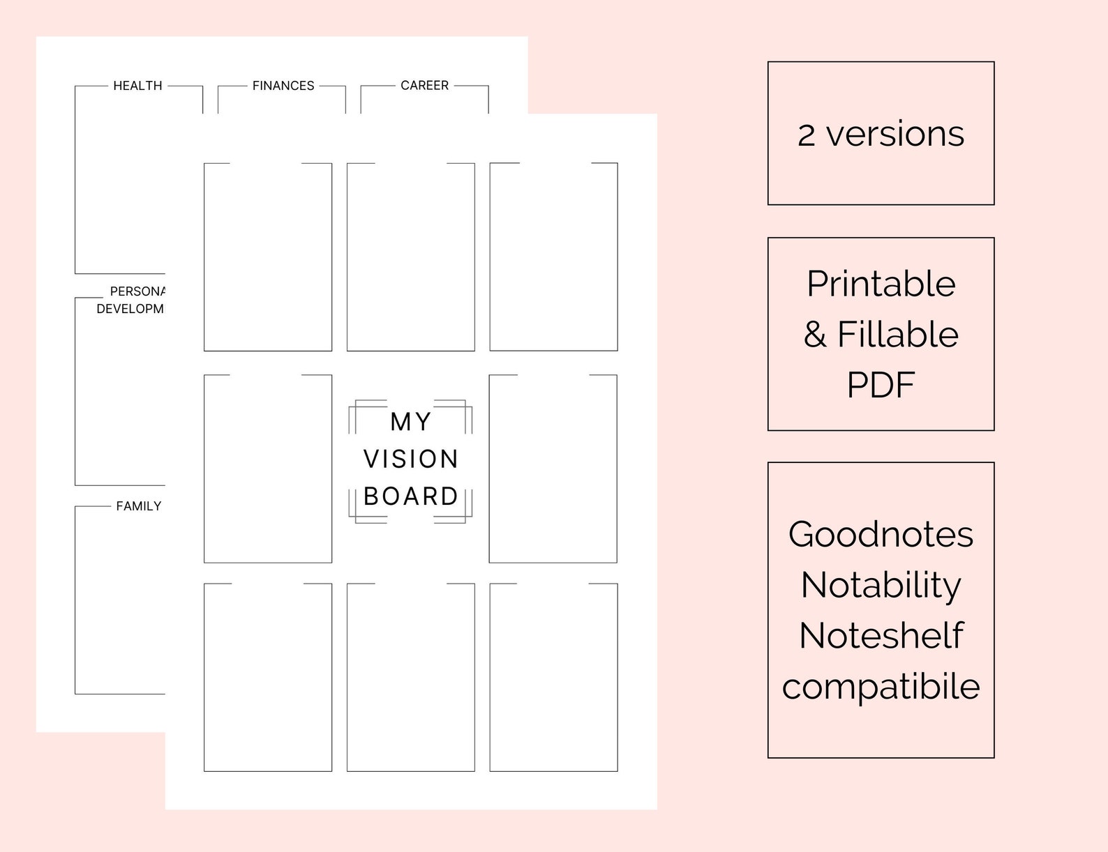 Minimalistic Vision Board Template | Printable Vision Board | Goal ...