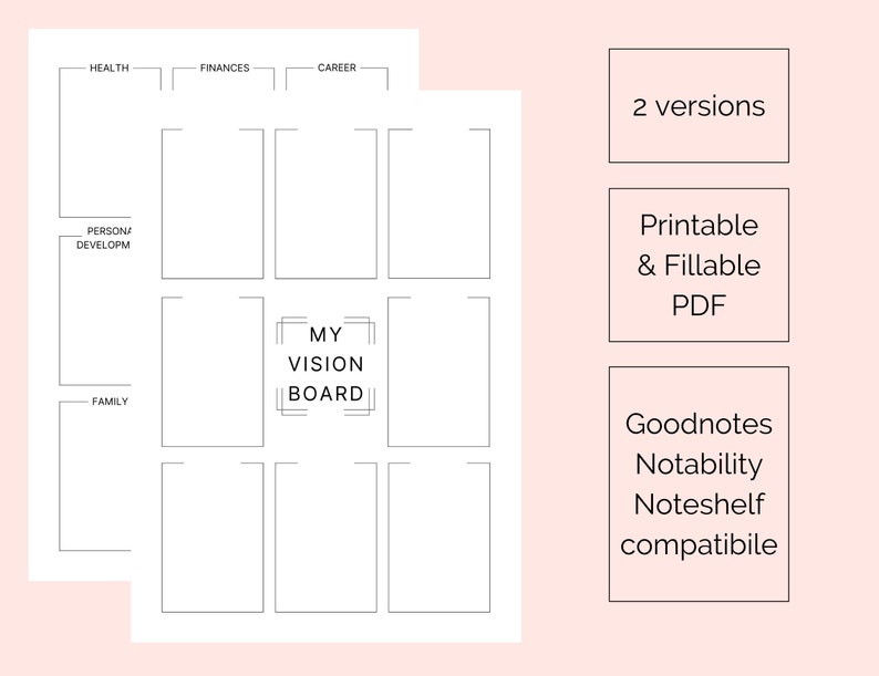 Minimalistic Vision Board Template | Printable Vision Board | Goal ...