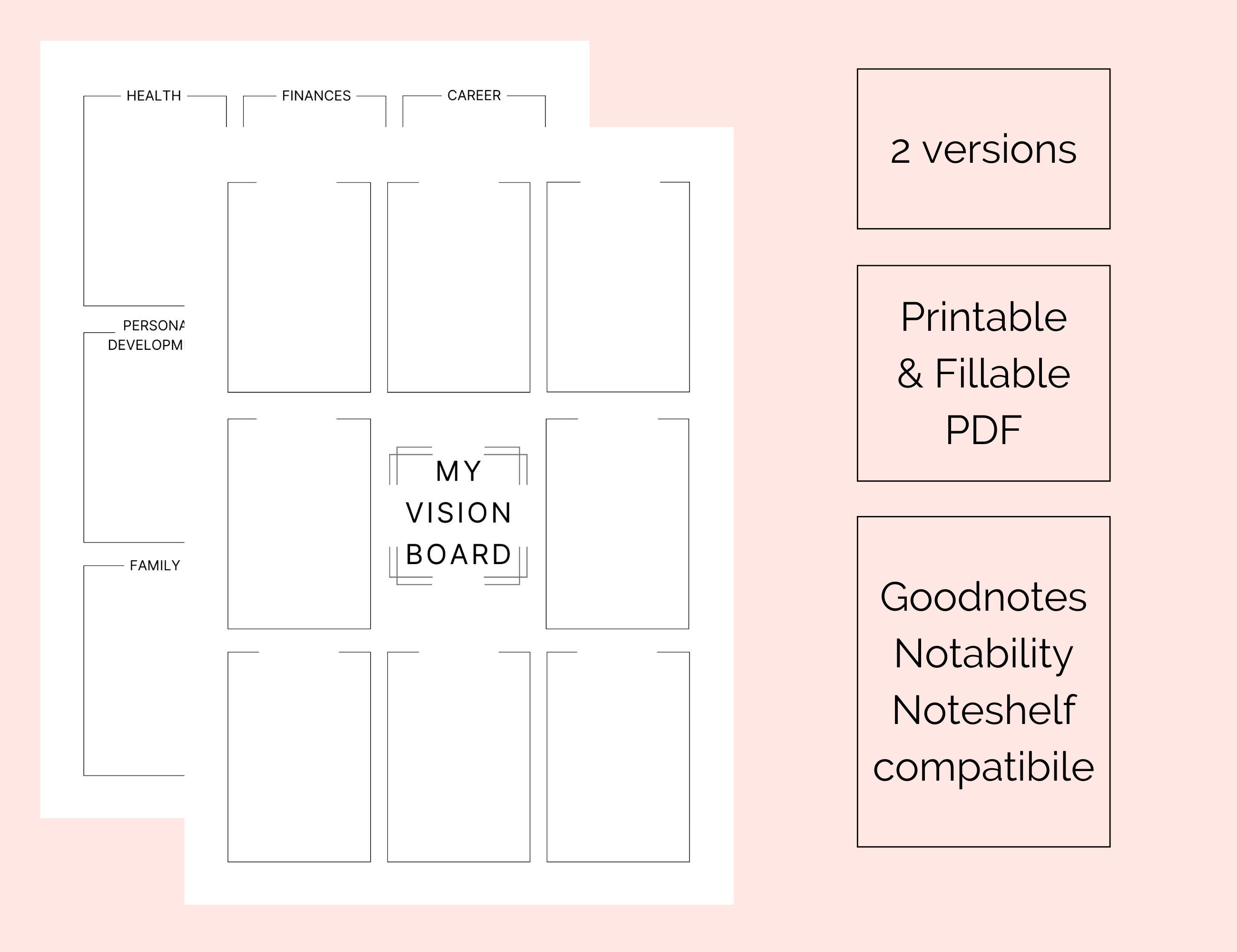 Minimalistic Vision Board Template | Printable Vision Board | Goal ...