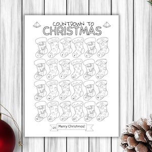Printable Christmas Countdown Coloring Page for Kids, Christmas ...