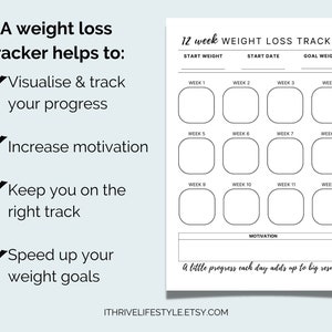 12 Week Printable Weight Loss Tracker | Weight Loss Chart | A4 Letter ...