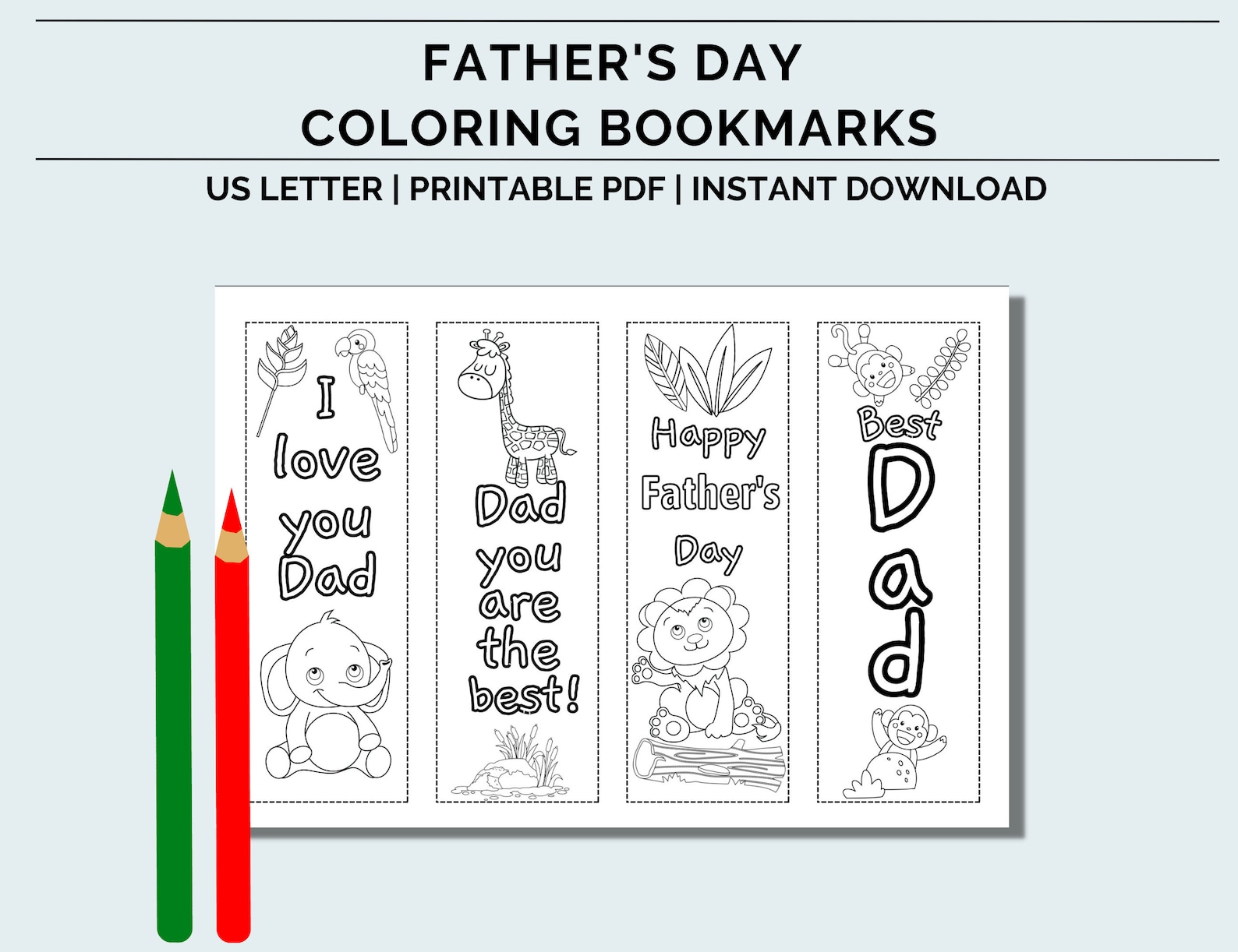 Dad Printable Coloring Bookmark, Coloring Page, Father's Day Printable ...