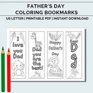 Dad Printable Coloring Bookmark, Coloring Page, Father's Day Printable ...