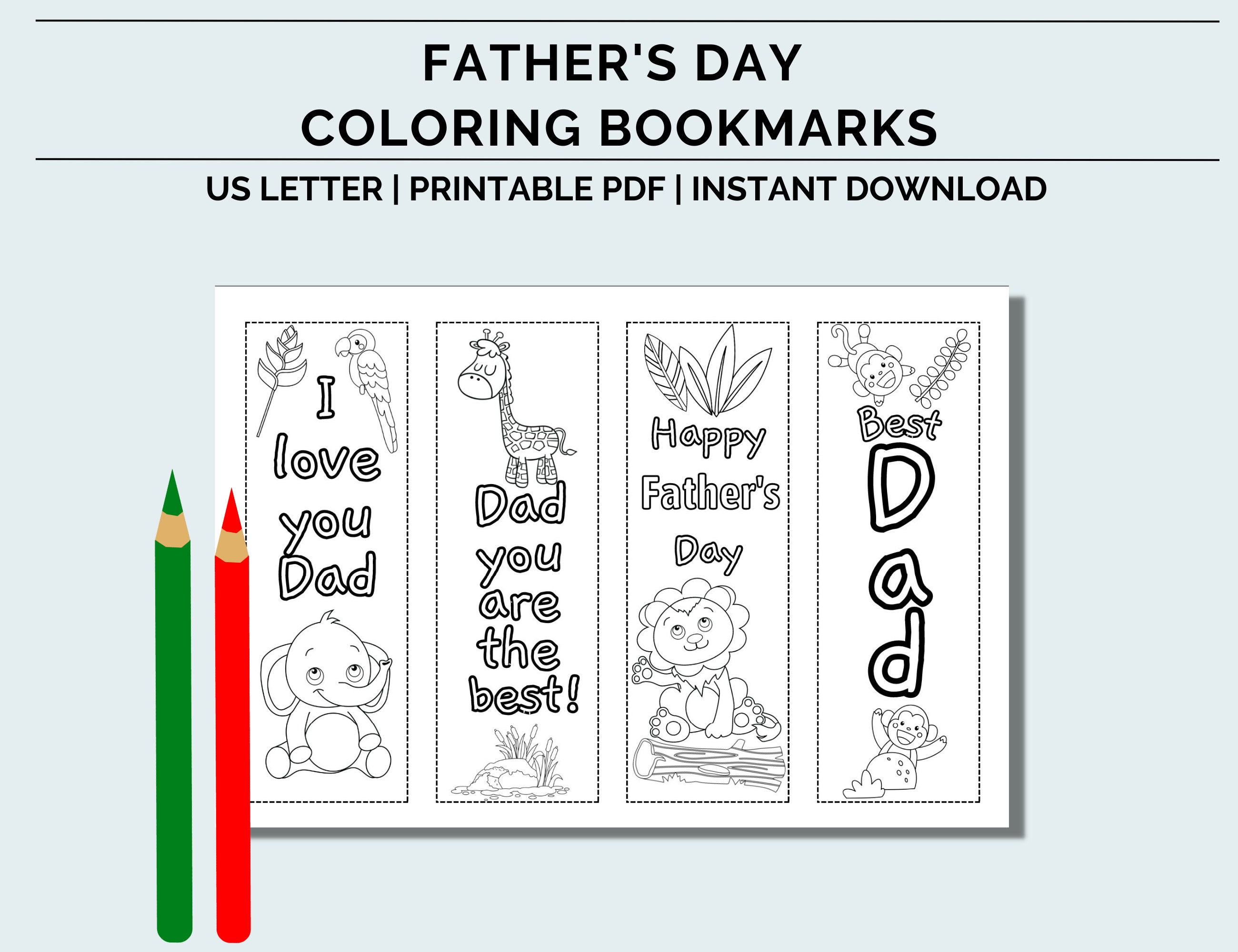 Dad Printable Coloring Bookmark, Coloring Page, Father's Day Printable ...