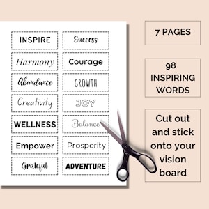 Printable Vision Board Words, Vision Board Kit, Positive Inspirational ...