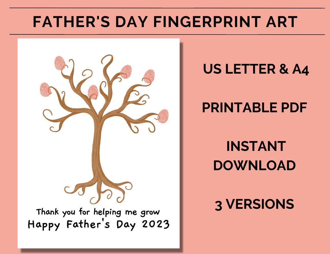 Father's Day Printable, Handprint Keepsake, Fingerprint Craft ...