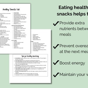 Printable Healthy Snacks List, Healthy Snacks Checklist PDF, Snacks ...