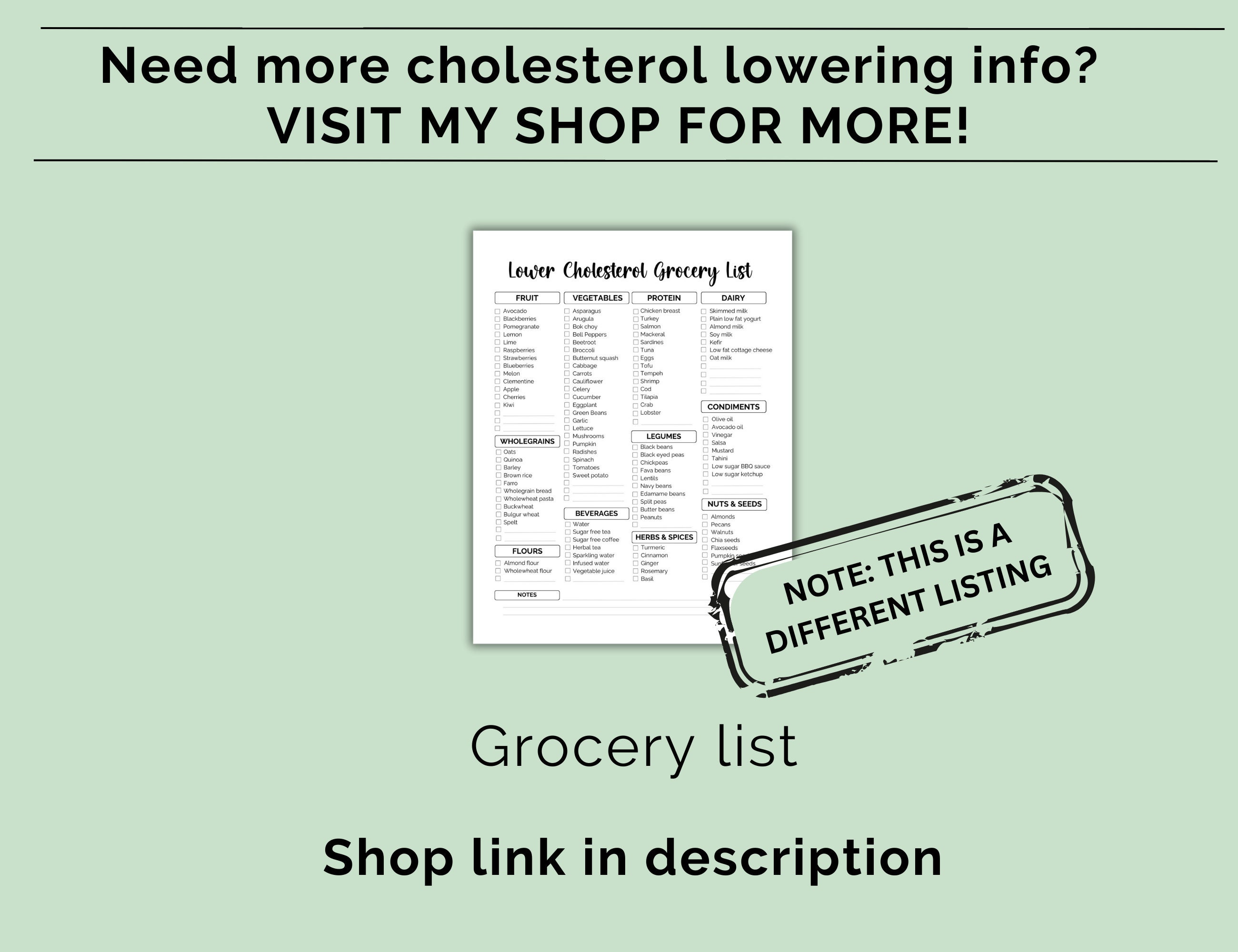 Cholesterol Lowering PRINTABLE Food Guide, Low Cholesterol Food Chart ...