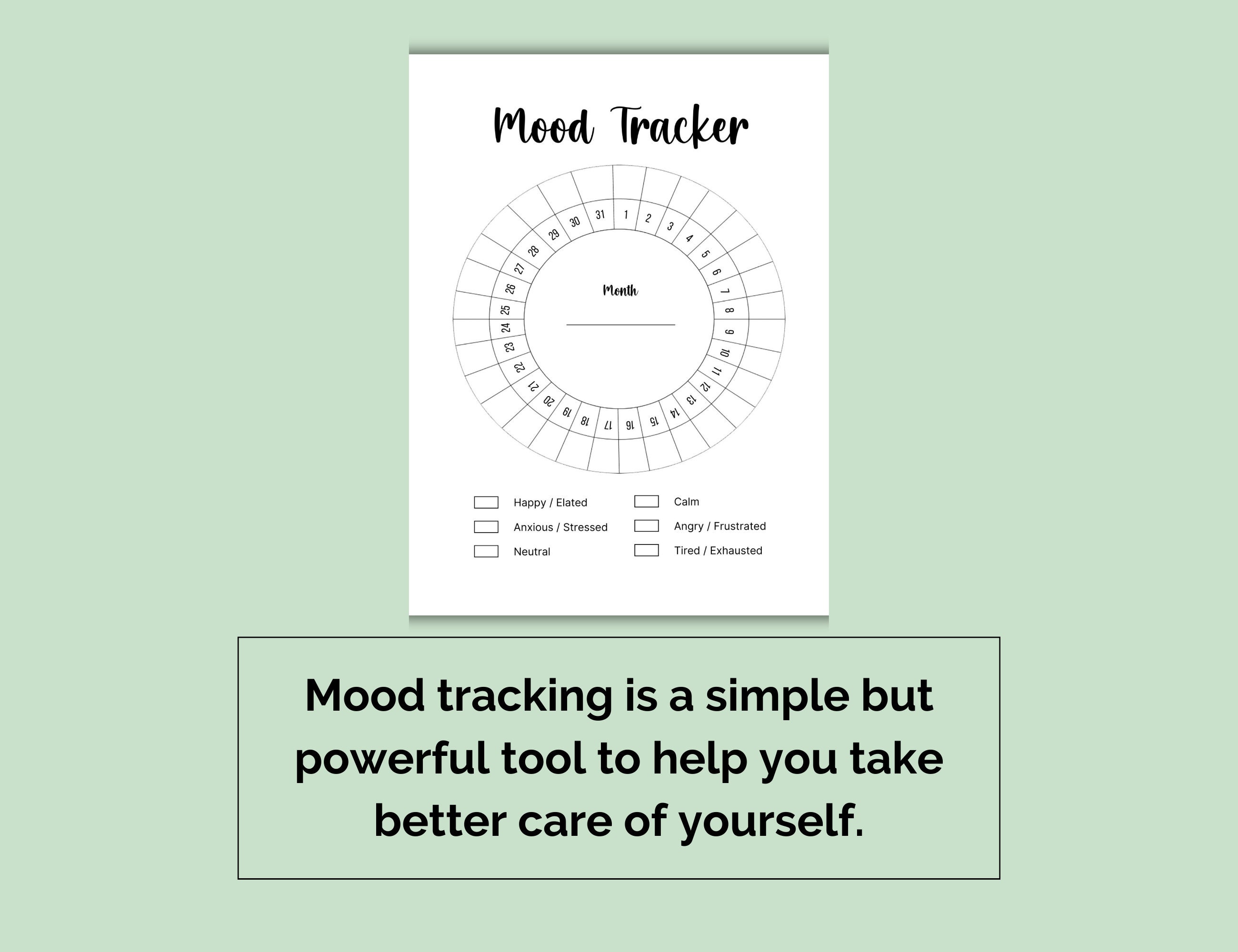 Mood Tracker Printable, Monthly Mood Log, Daily Emotion Tracker, Daily ...