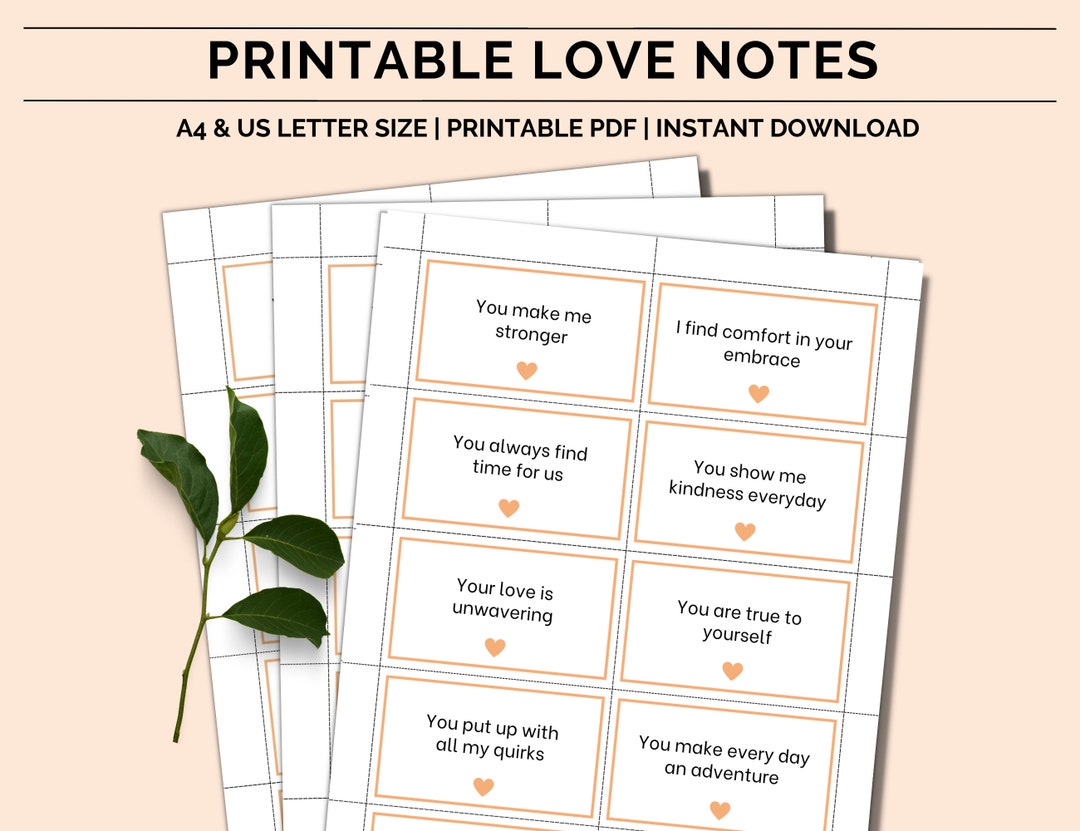 Printable Love Notes for Him, Reasons I Love You, Valentines Day Gift ...
