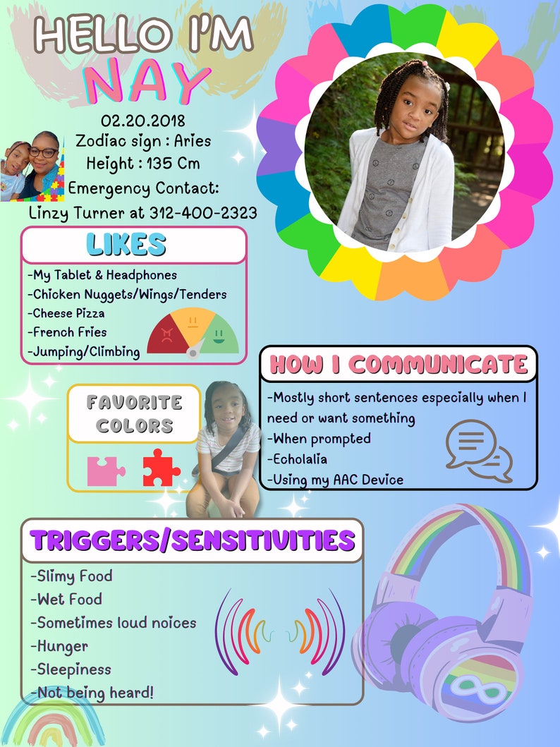 Editable Template | About Me Spectrum Friendly Document | Customize ...